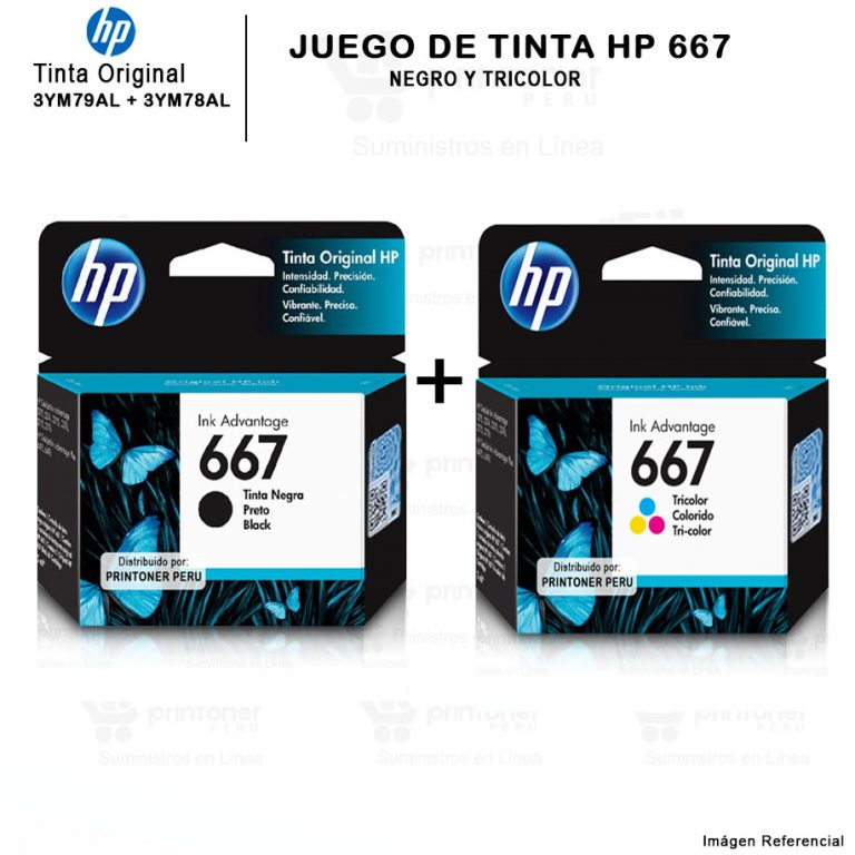 Tinta HP 667 por Juego de 2 unidades negro y tricolor - PrinToner Perú