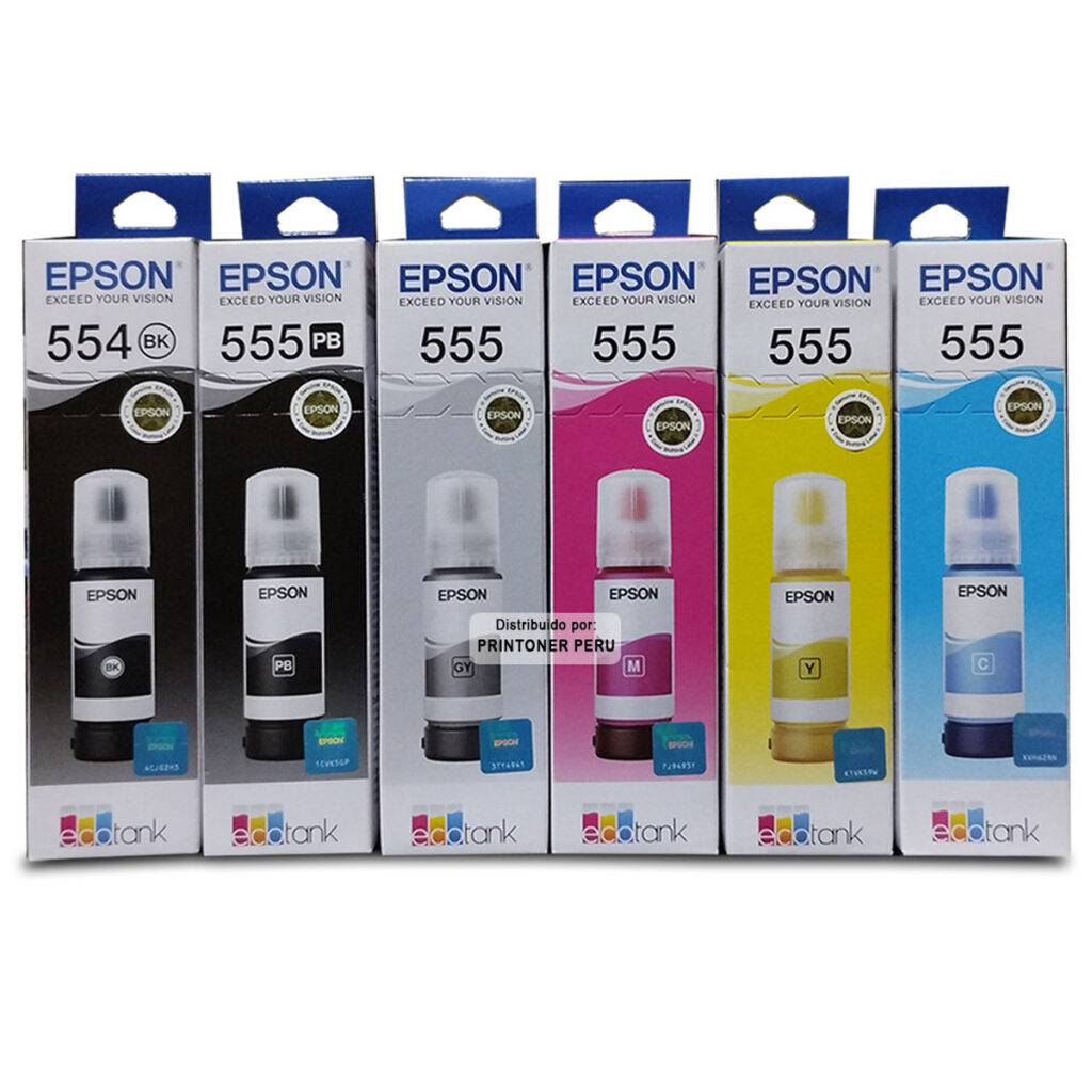 Tinta Epson T555 T554 kit de 6 Colores L8160, L8180 70ml. C/U ...