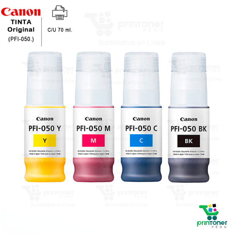 Pack De Tinta Pigmentada Canon PFI-050 4 Colores Para TC-20 - PrinToner ...