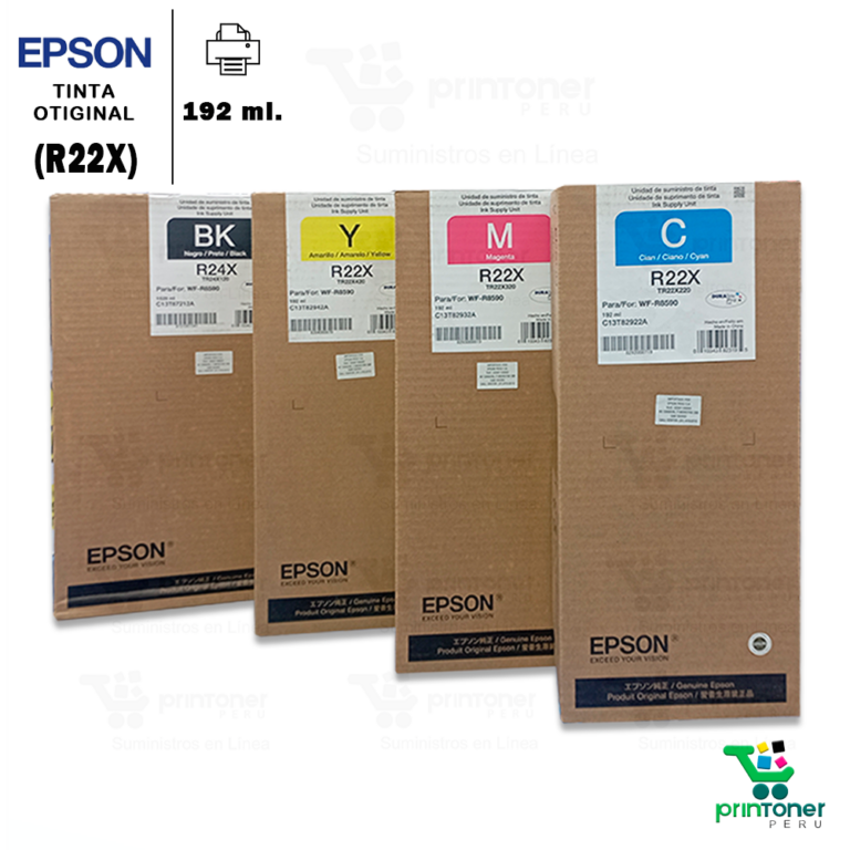 KIT TINTA EPSON R22X COLORES R24x NEGRO PARA WF-R8590 - PrinToner Perú